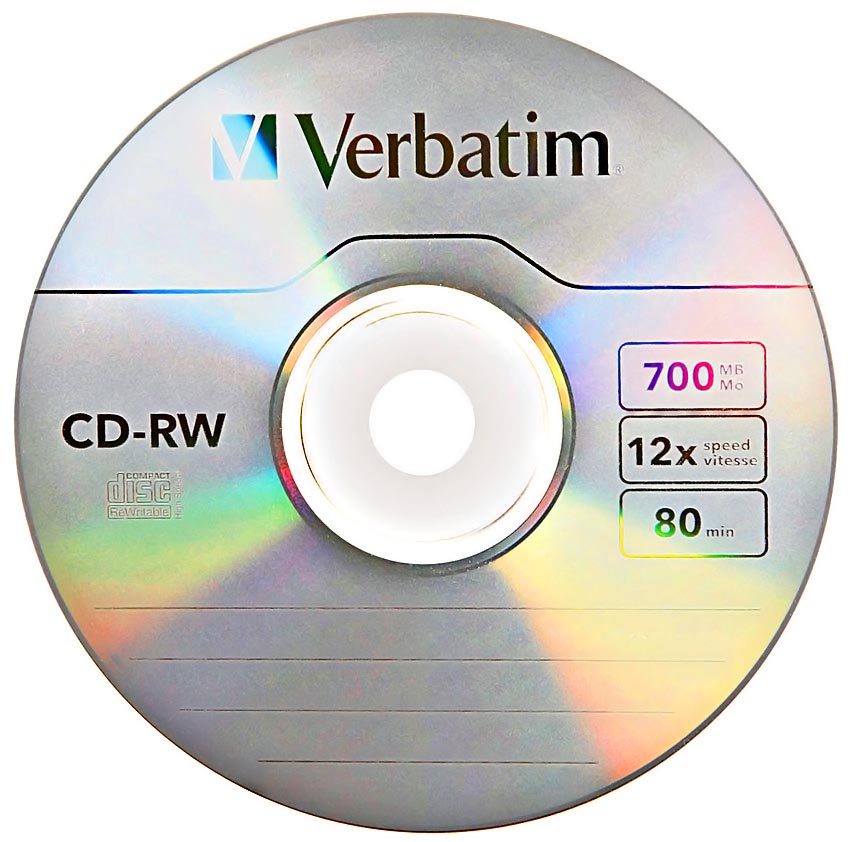 Verbatim Branded CD Rewritable CD-RW 8-12x Datalife Plus 80MIN 10 Pack ...
